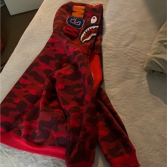 Bape | Jackets & Coats | Red Bape Hoodie | Poshmark